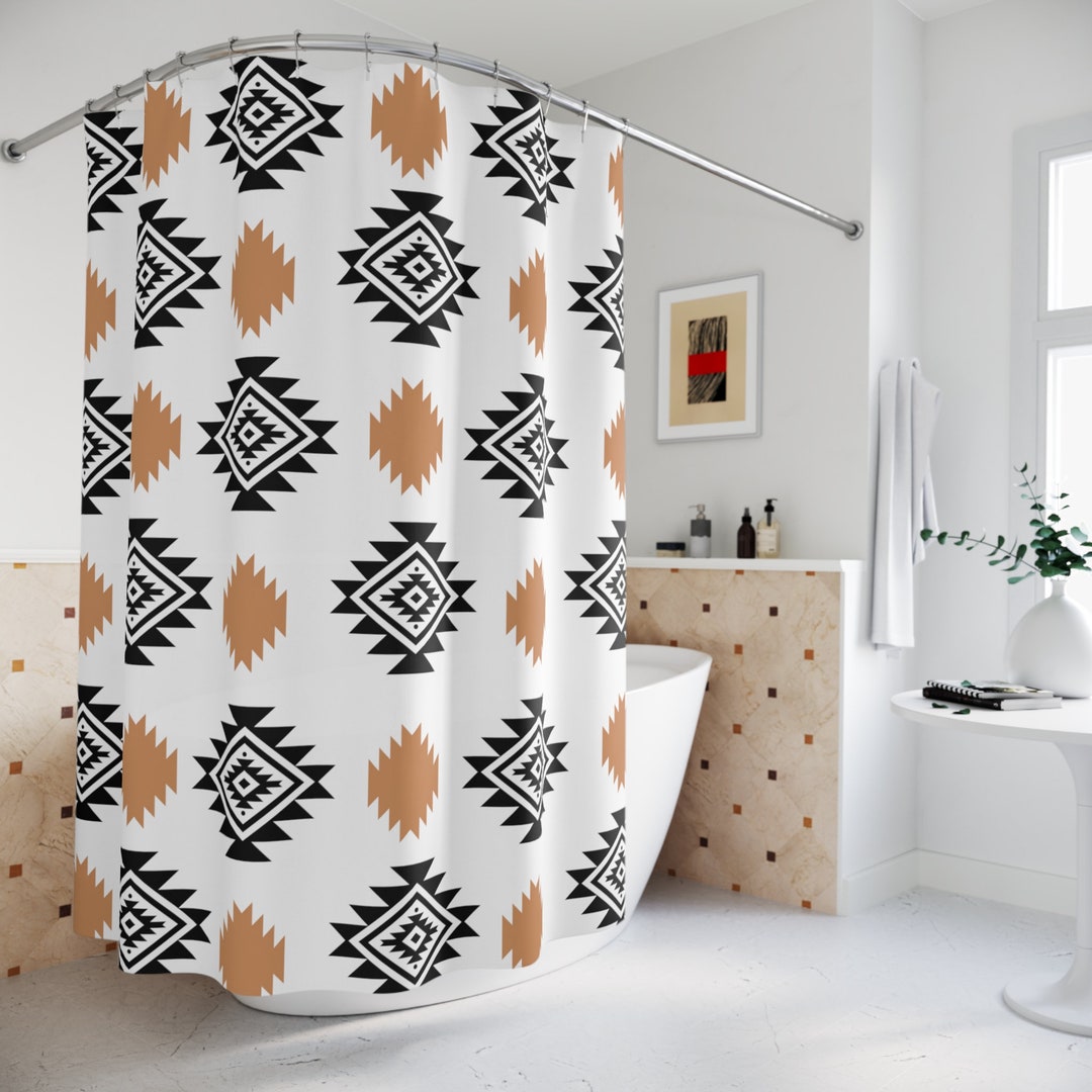 Modern Aztec Shower Curtain Southwest Western Cowgirl - Etsy