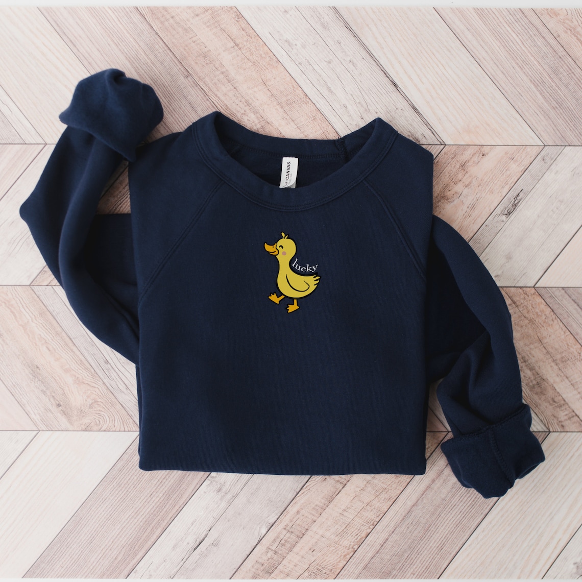 Embroidered Lucky Duck Sweatshirt Duck Crewneck Sweatshirt - Etsy