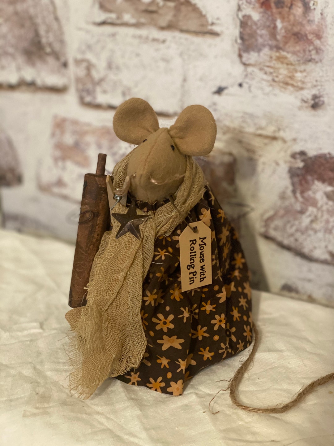Primitive Mouse Kitchen Mouse Farmhouse Mouse-baking Mouse-rolling Pin ...