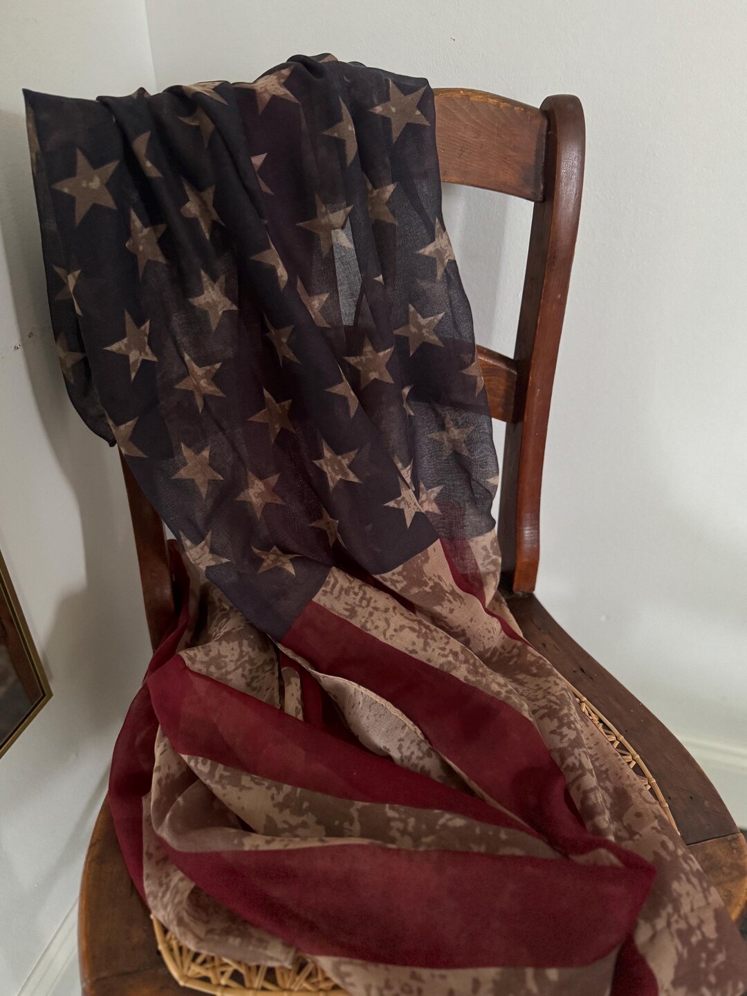 Flag Scarf- US Flag Drape - USA Flag Banner- Primitive Flag Scarf ...
