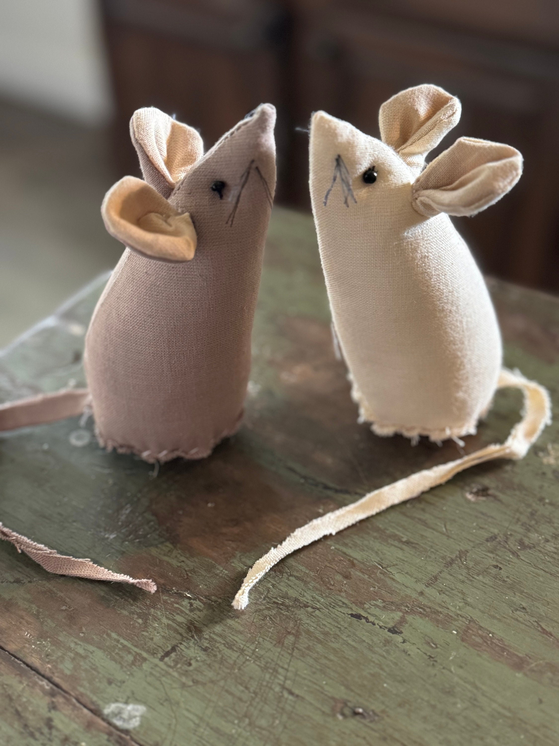 Mouse SET of 2 Mice Primitive Mouse Farmhouse Mouse Holiday Mouse-fall ...