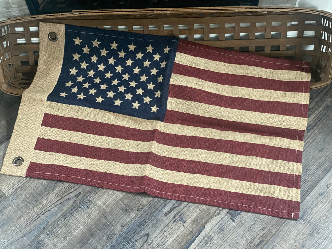 American Flag-tea Stained Flag- Burlap Flag- USA Flag- Primitive ...