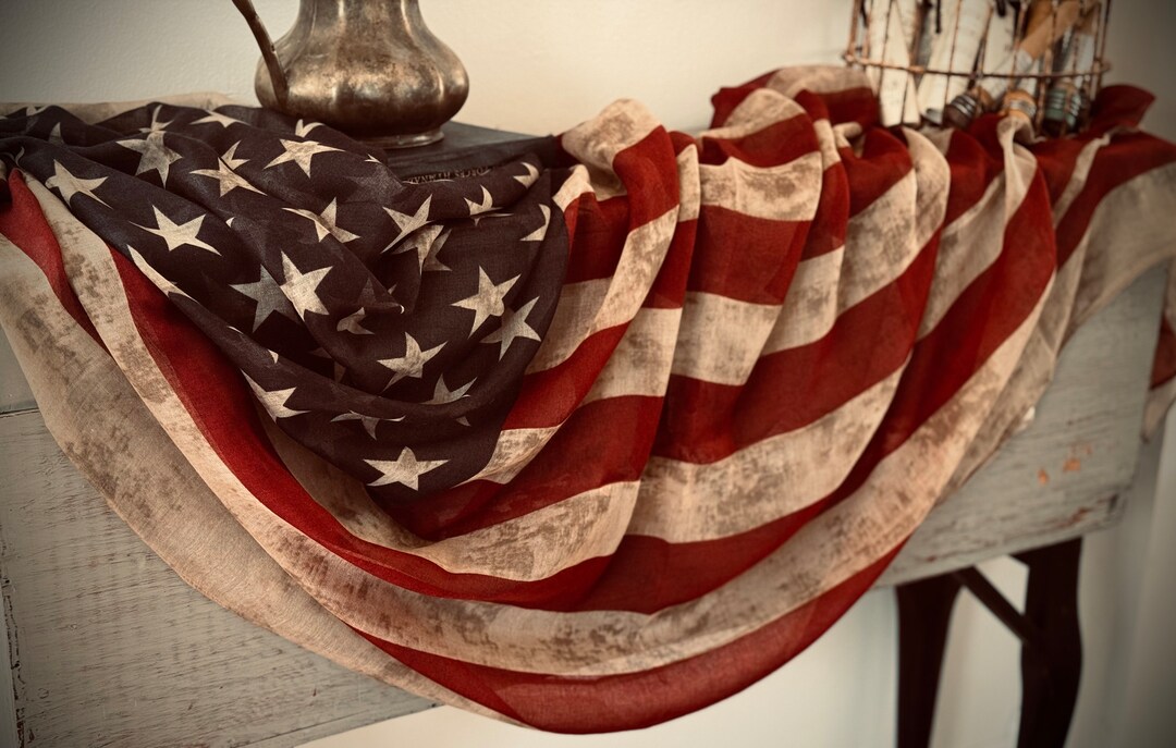 American Flag Banner Tea Stained Flag USA Flag Primitive Americana Flag ...