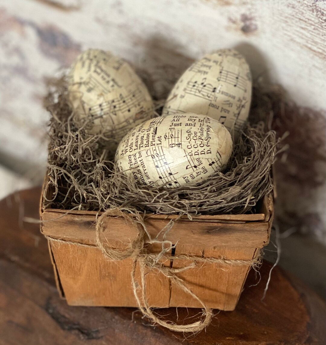 Easter Eggs - Decoupaged Easter Eggs- Hymnal Easter Eggs in Crate ...
