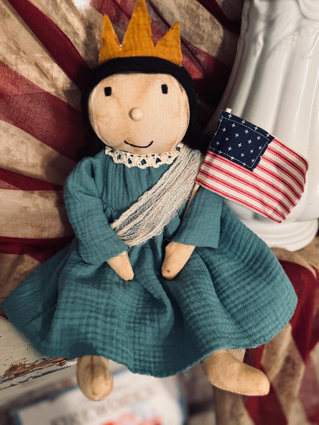 Miss Liberty Doll- USA Americana Liberty Doll Decor- Lady Liberty Doll ...