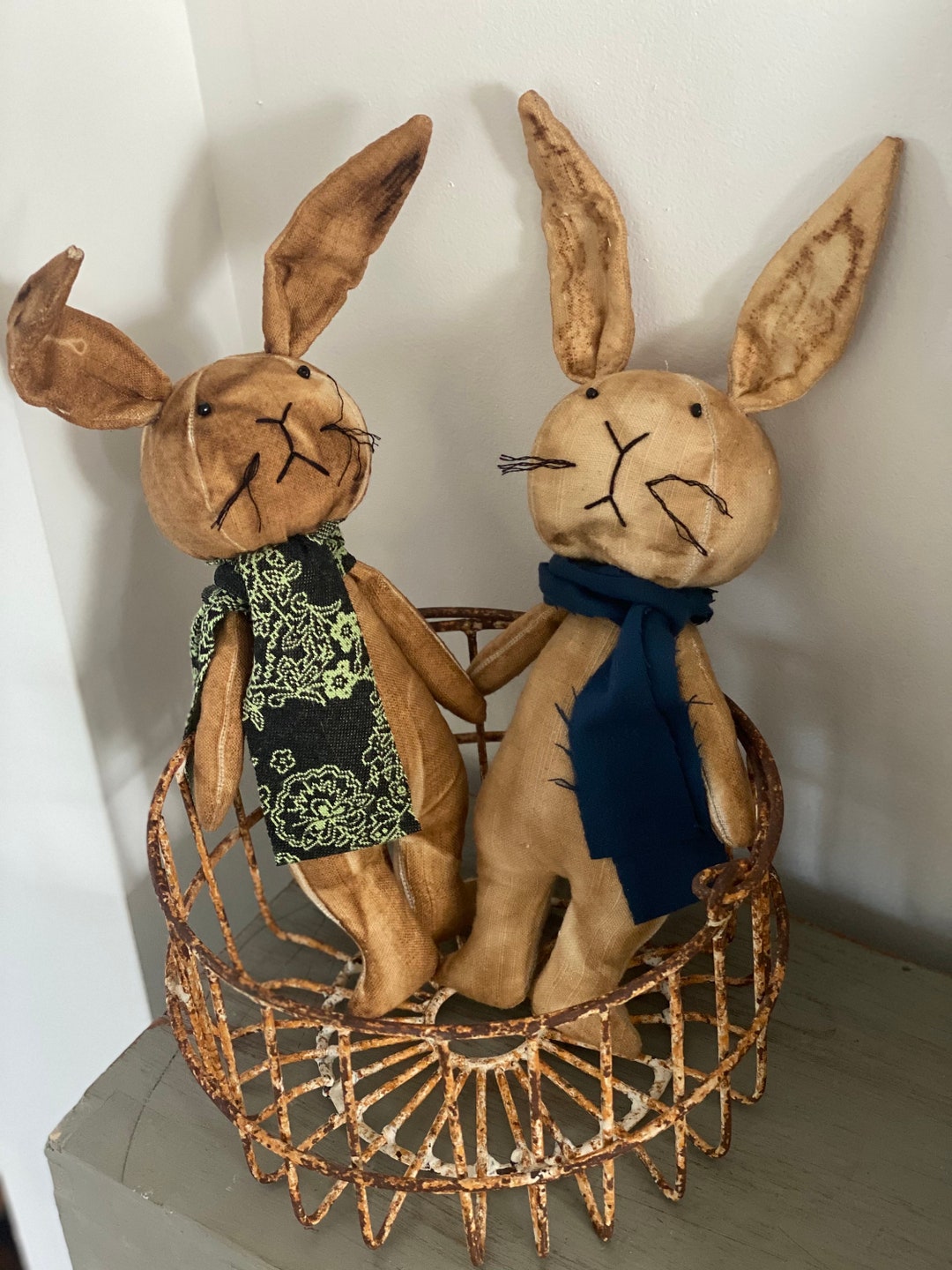 Primitive Bunny - Grungy Bunny- Handmade Bunny - Primitive Handmade ...