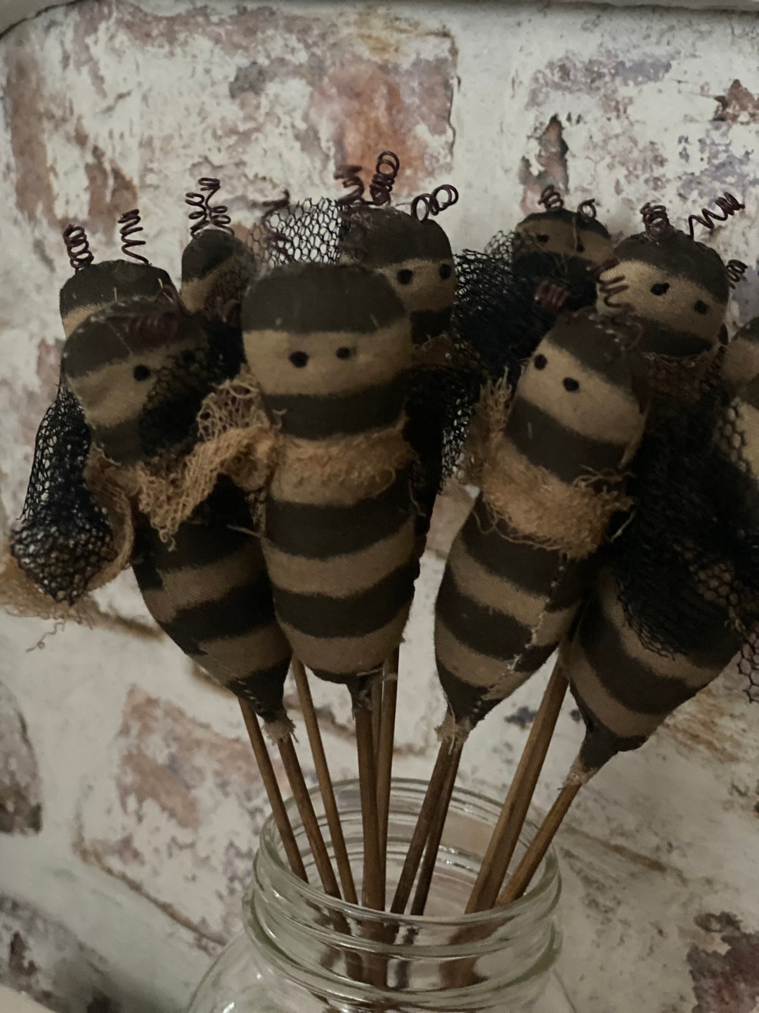 Primitive Bee Pick SET of 3-farmhouse Bumblebee- Bumble Bee- Honey Bees ...