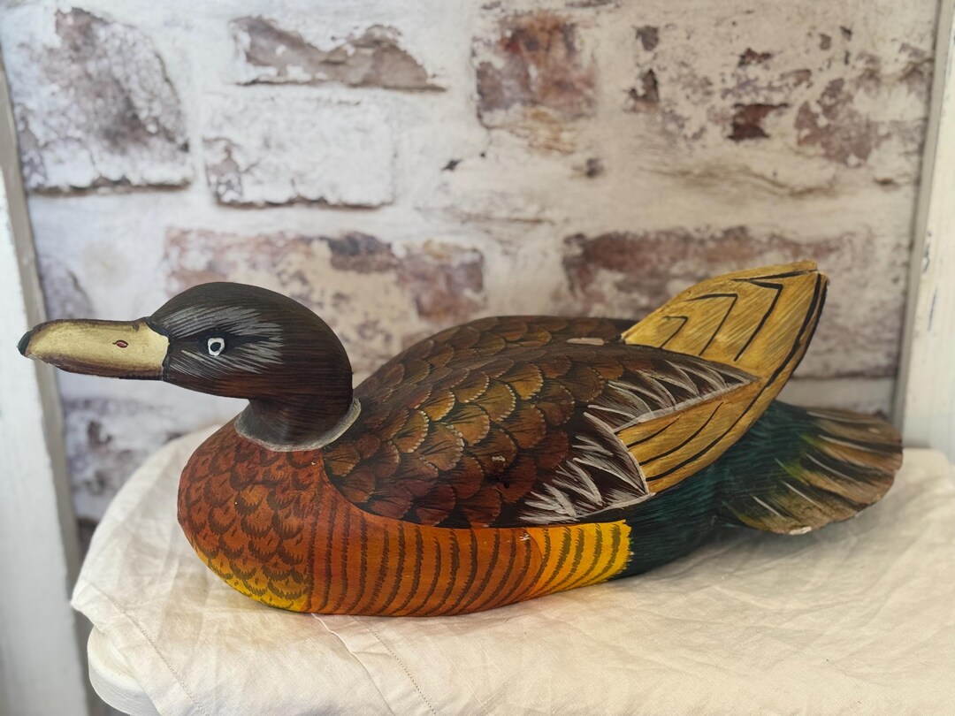 Wood Duck Decoy Art- Vintage Wood Duck Decoy- Vintage Duck Art- Beach ...