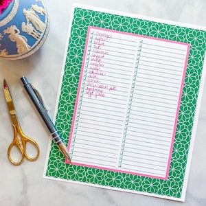 Preppy Printable Checklist | Green, Pink, White Toile to Do List ...