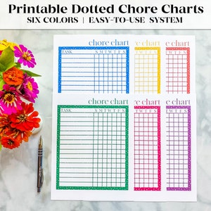 Colorful Dotted Chore Charts | Kids Chore Chart | Responsibility Chart ...