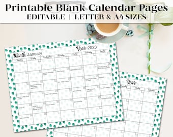 Editable & Printable Blank Calendar in Leopard Print | Perpetual ...