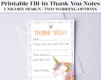 Fill-in-the-blank Thank You Cards Printable for Kids | Thank You Notes ...