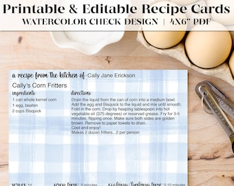 Editable & Printable Recipe Cards With Watercolor Lemon Design Instant ...