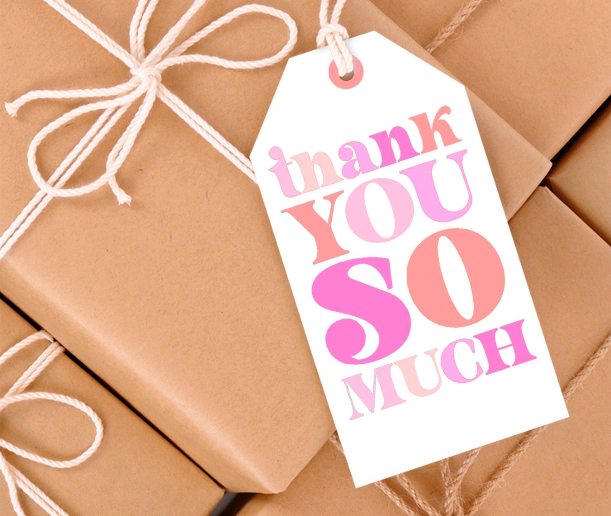 Printable Thank You Tags Editable Template Fun Vintage Pinks and ...