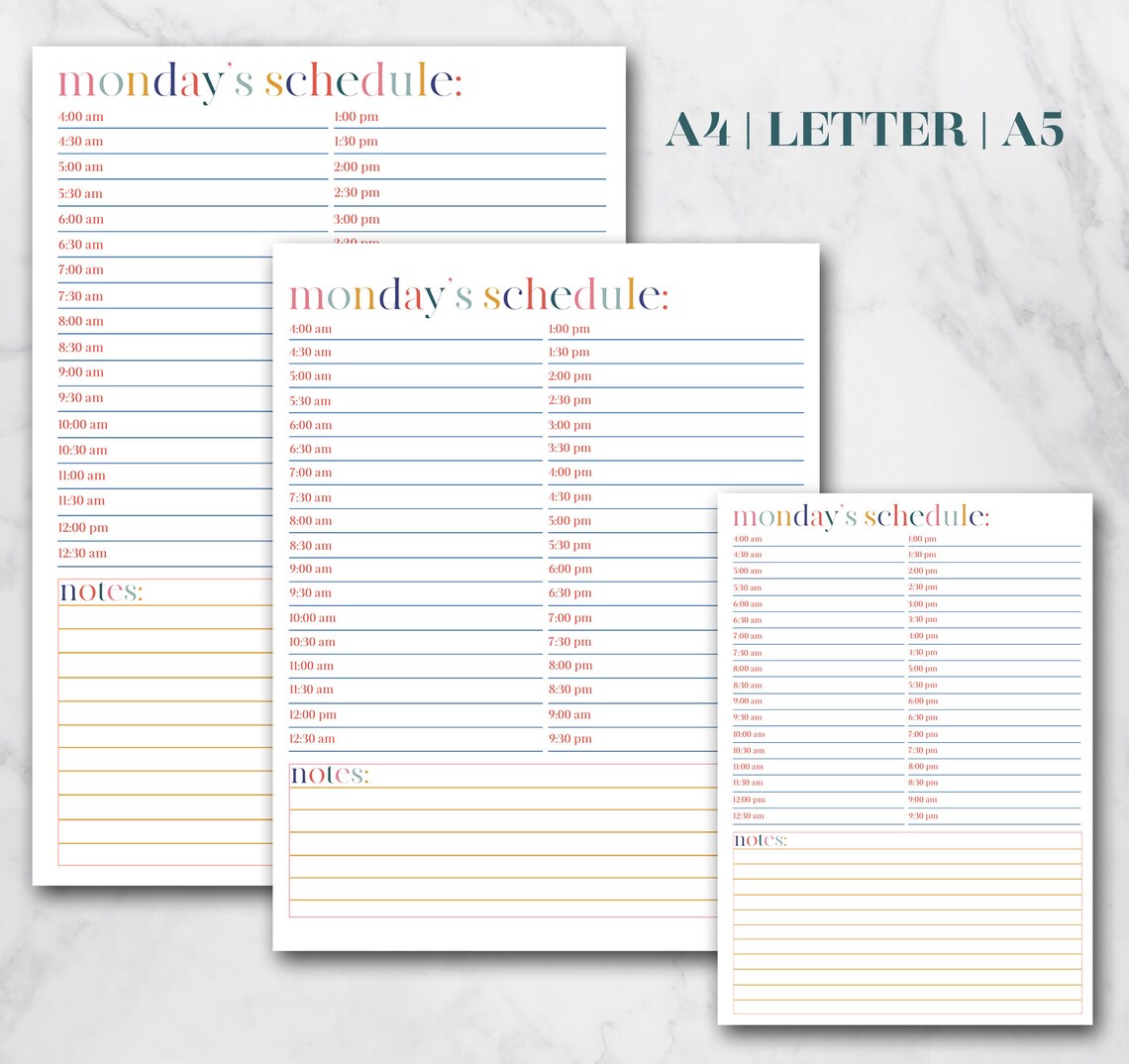 Printable Daily Planner | Days of the Week Blank Calendar Printables ...