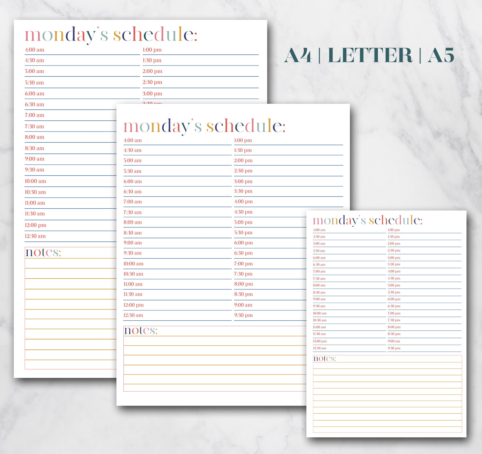 Printable Daily Planner | Days of the Week Blank Calendar Printables ...