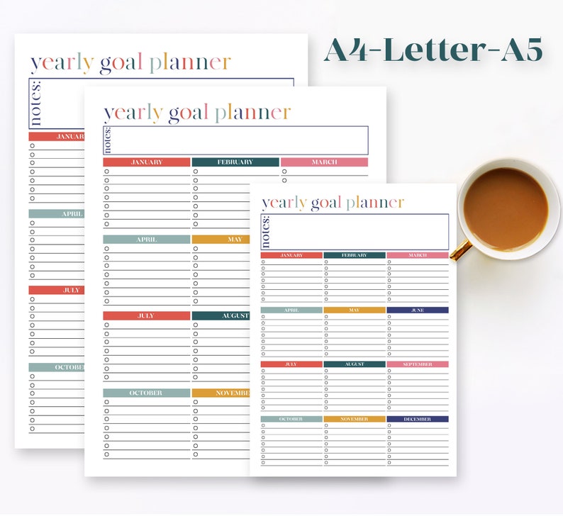 Editable & Printable Yearly Goal Planner | Habit Tracker | Goal Planner ...