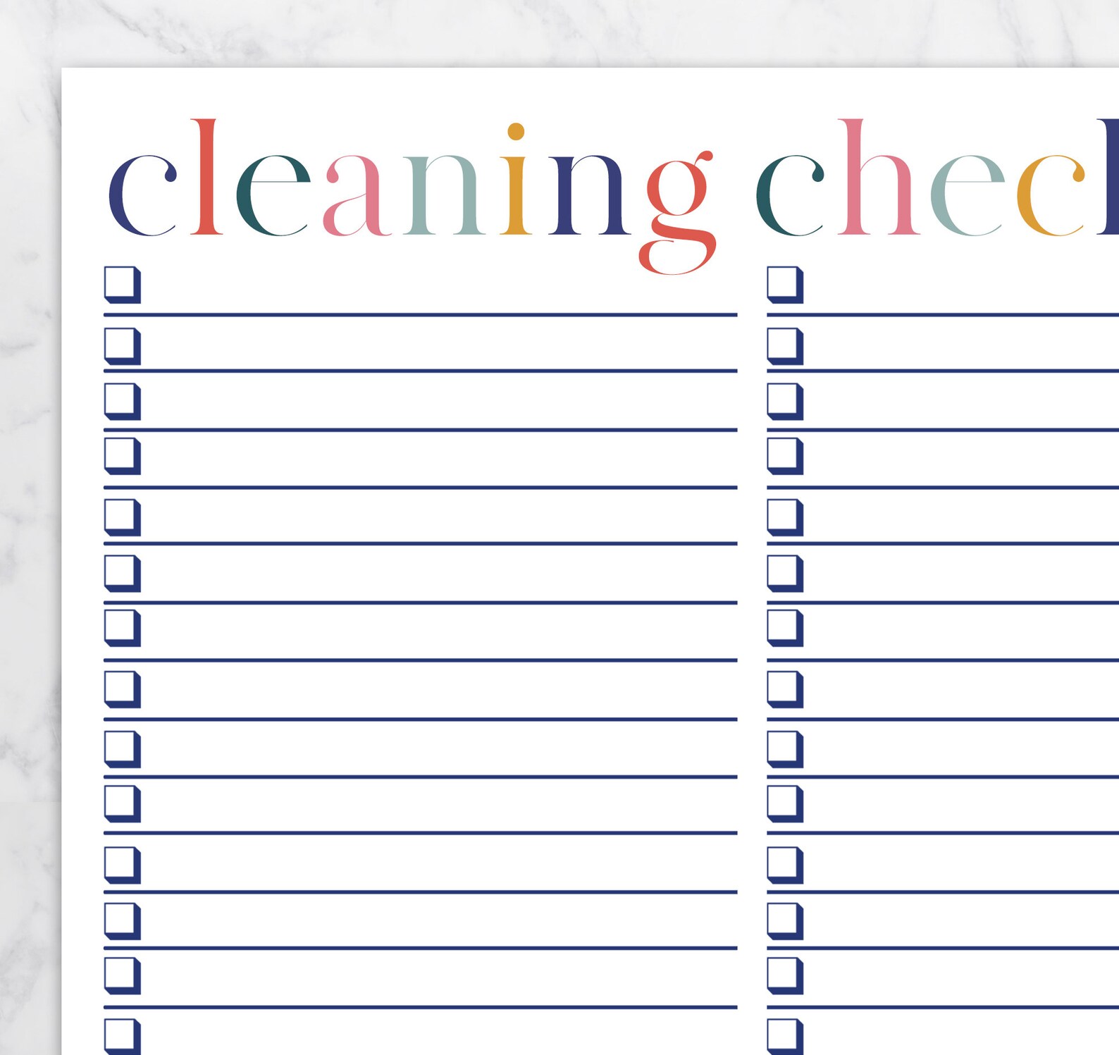 Printable Cleaning Checklist | Blank List With Check Boxes | Cleaning ...