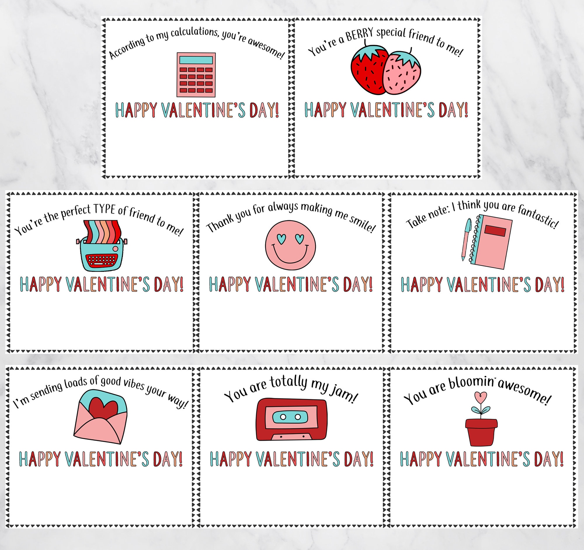 24 Printable Classroom Valentines | Bonus Printable Teacher Valentine ...