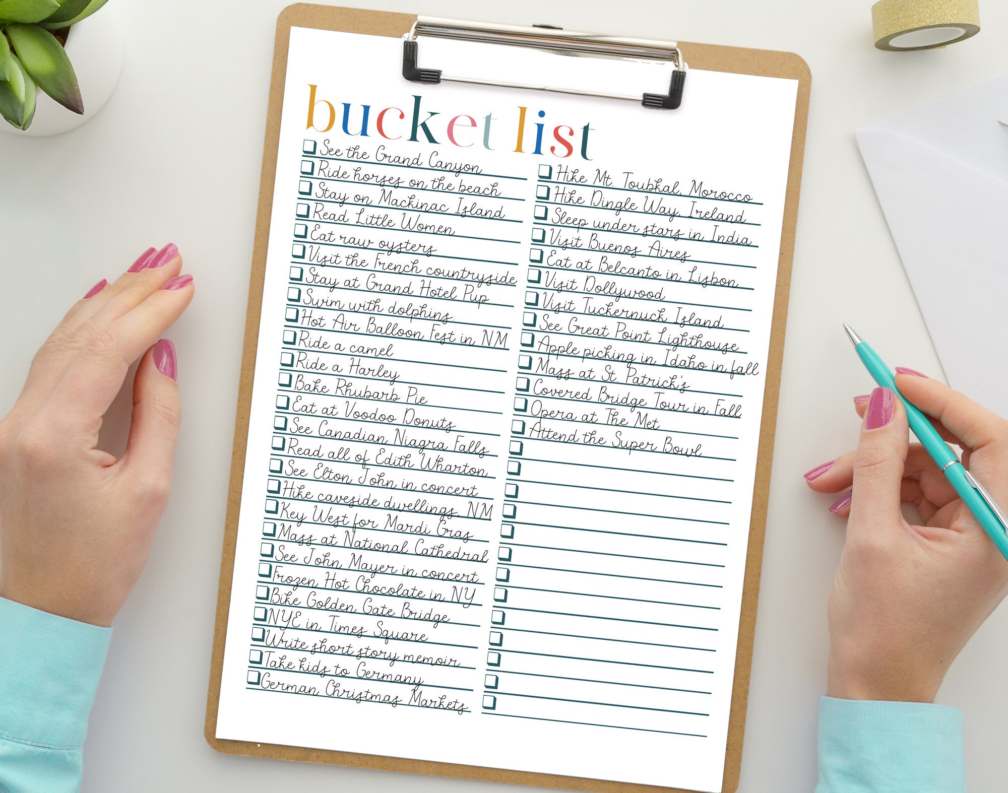 Bucket List Printable | Instant Download | A4-a5-letter-sized PDF ...