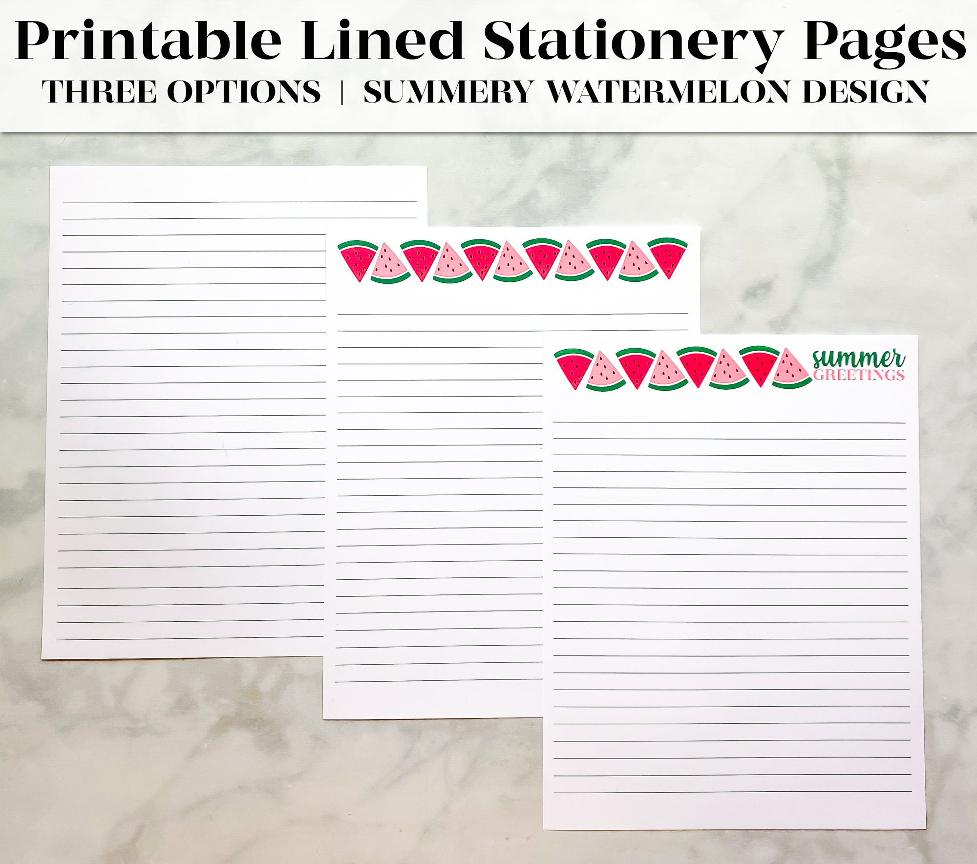 Watermelon Lined Stationery Printables | Summer Stationery | Printable ...