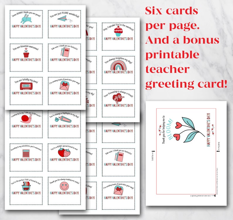 24 Printable Classroom Valentines | Bonus Printable Teacher Valentine ...