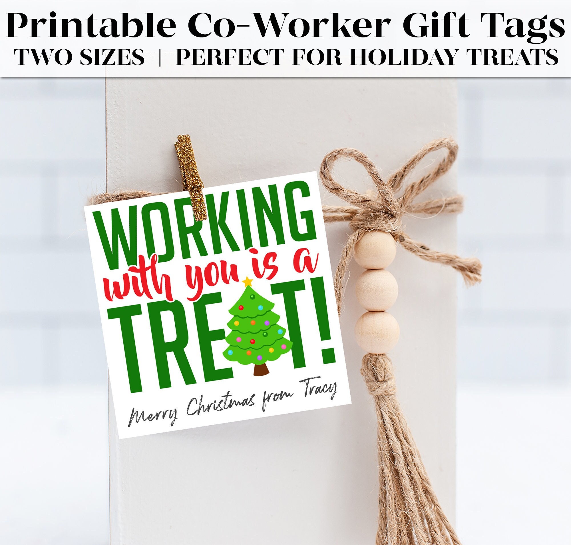 Printable Co-worker Christmas Gift Tags for Office Gifts | Christmas ...