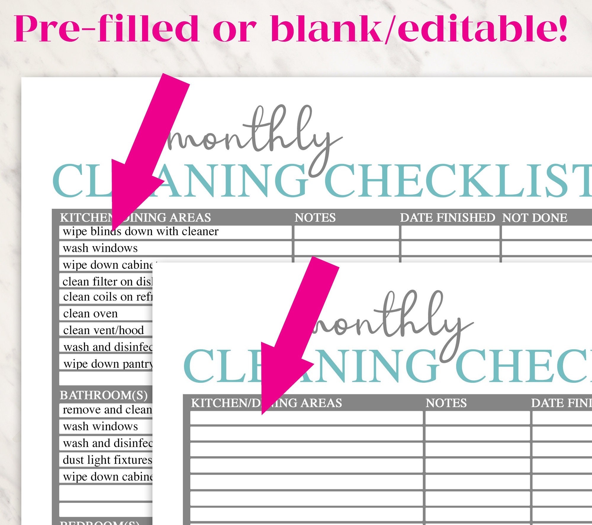 Editable Cleaning Checklist Printables | Daily/weekly/monthly Cleaning ...
