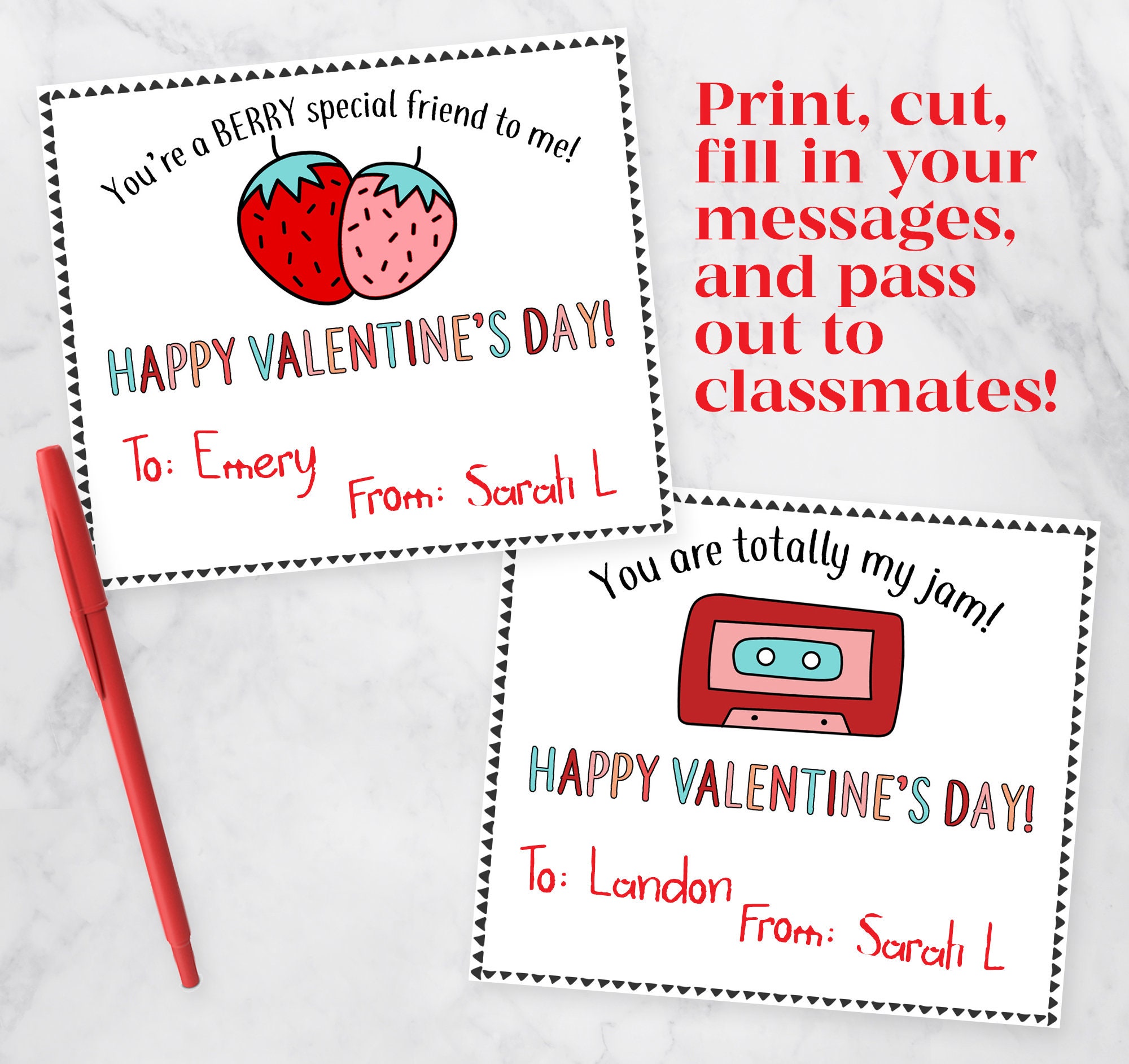 24 Printable Classroom Valentines | Bonus Printable Teacher Valentine ...
