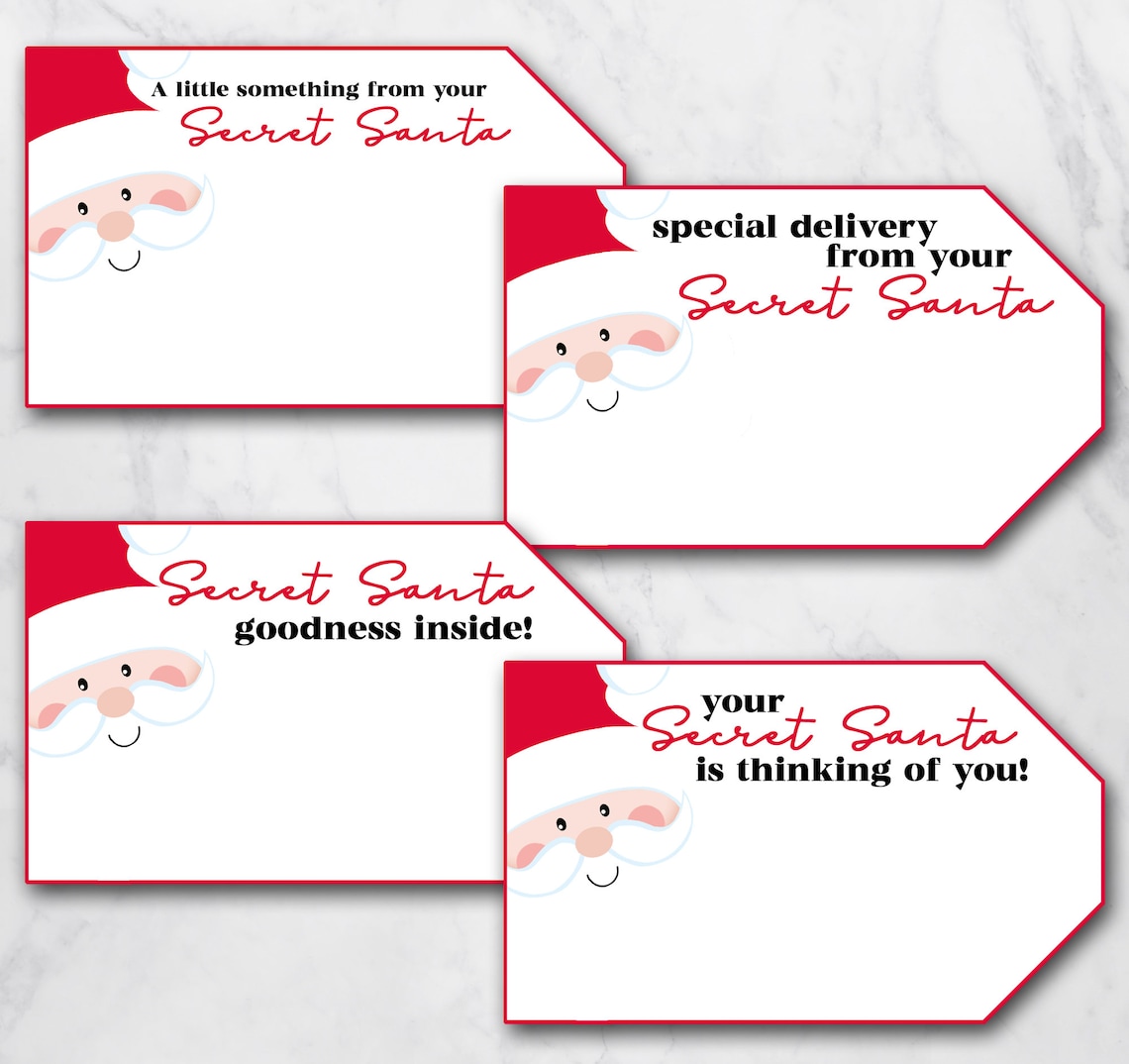 Printable Secret Santa Christmas Gift Tags Printable Gift Tags Holiday ...