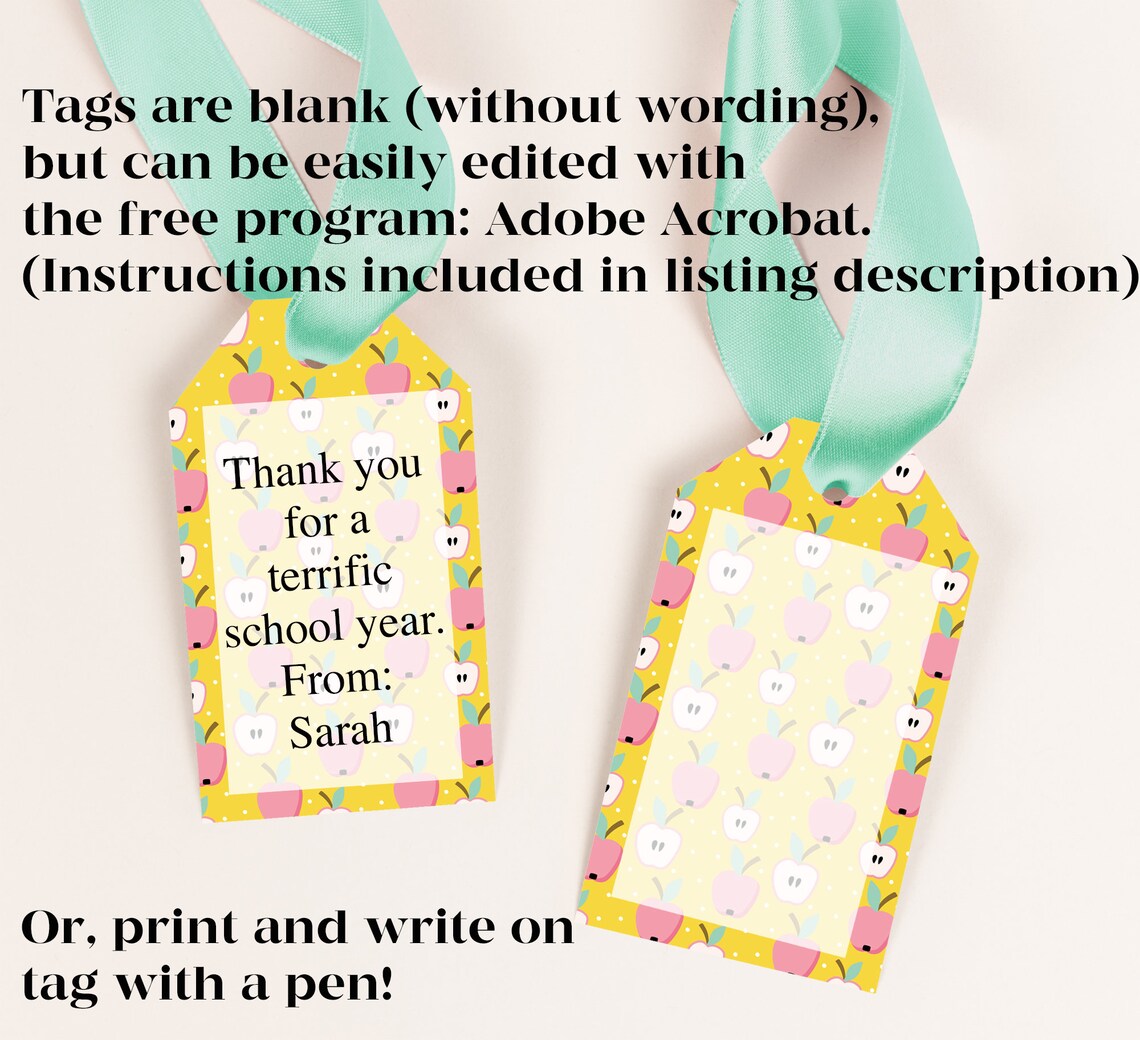 Printable Teacher Appreciation Gift Tags | Editable Template ...