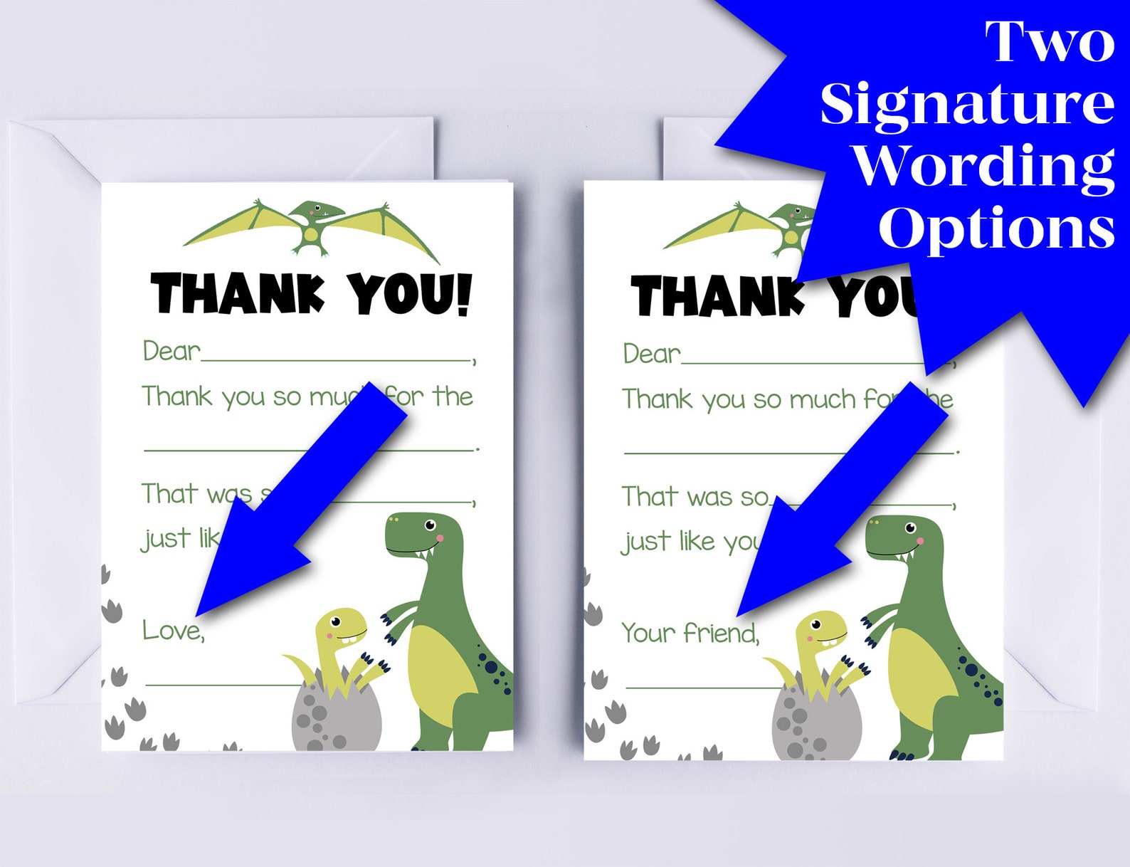 Fill-in-the-blank Thank You Cards Printable for Kids | Dinosaur Thank ...
