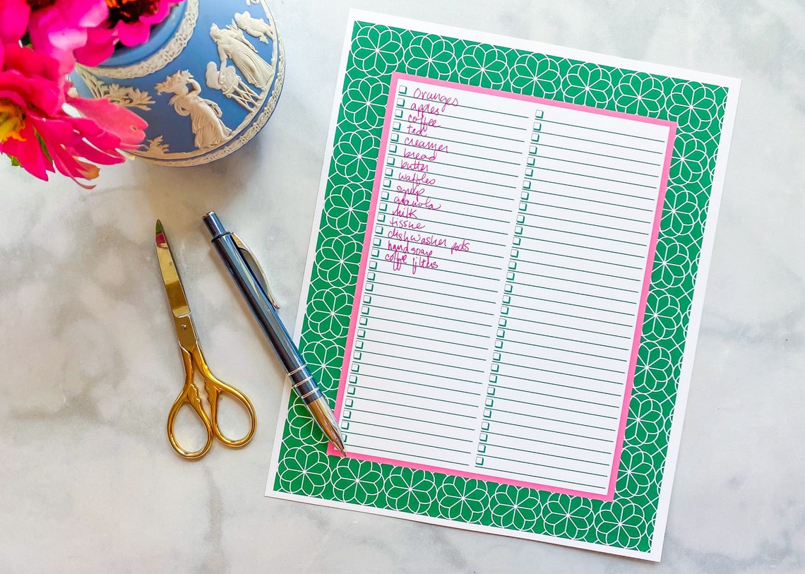 Preppy Printable Checklist | Green, Pink, White Toile to Do List ...