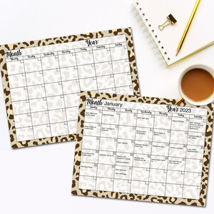 Editable & Printable Blank Calendar in Leopard Print | Perpetual ...