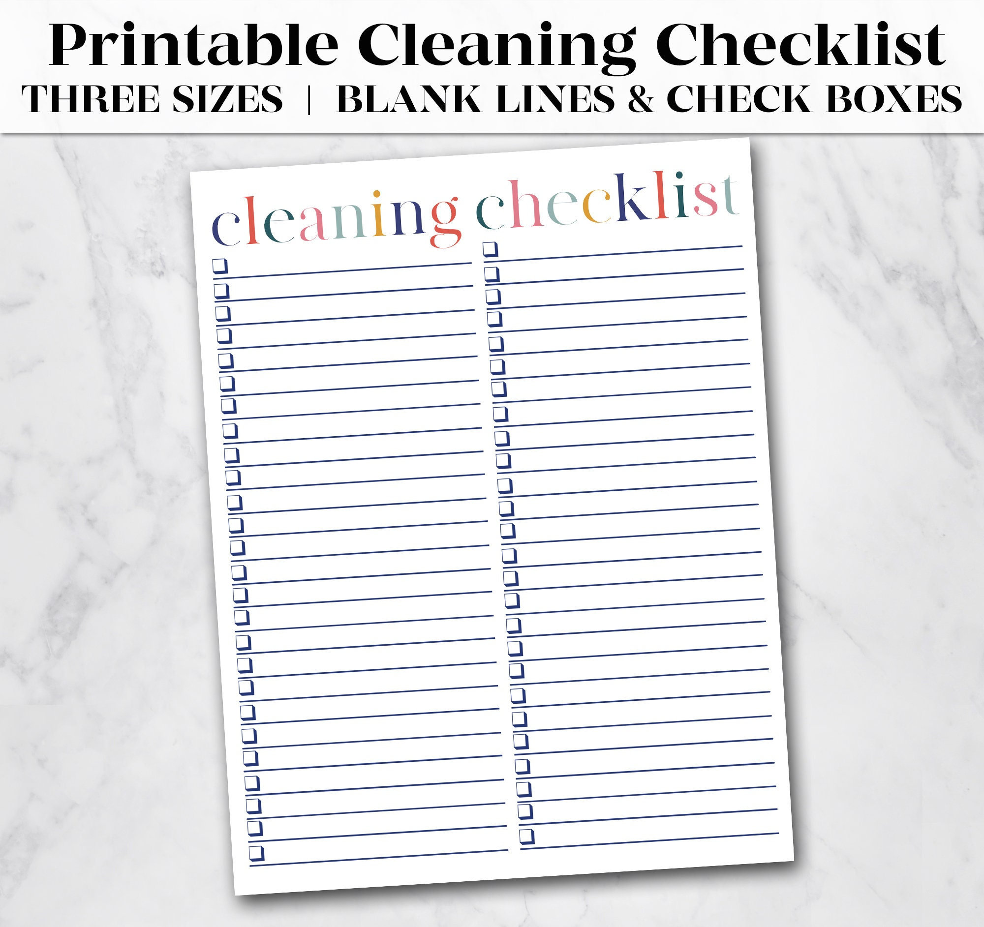 Printable Cleaning Checklist | Blank List With Check Boxes | Cleaning ...