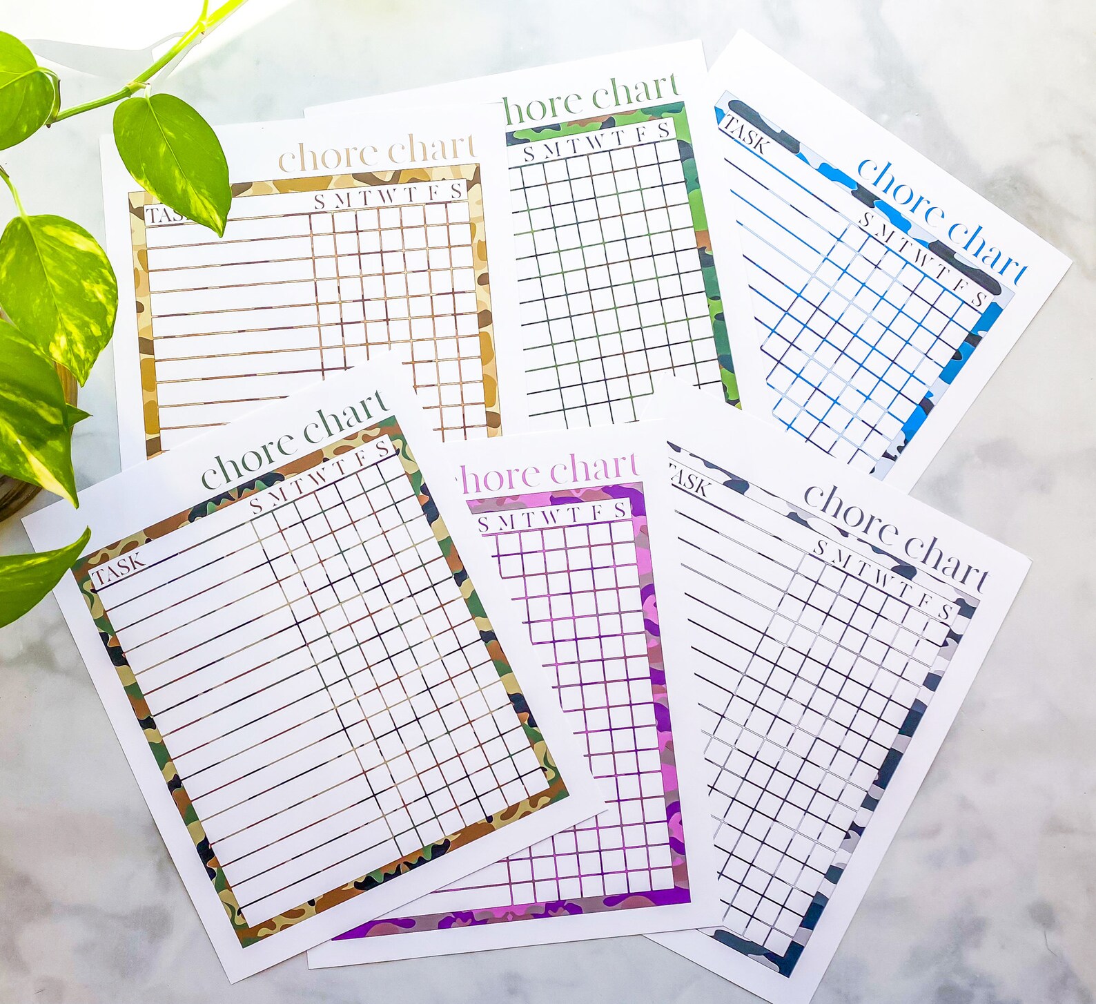 Printable Camo Chore Charts | Kids Chore Chart | Responsibility Chart ...