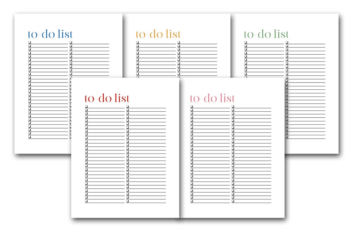 Printable to Do List in 5 Color Options | To-do List | Checklist ...
