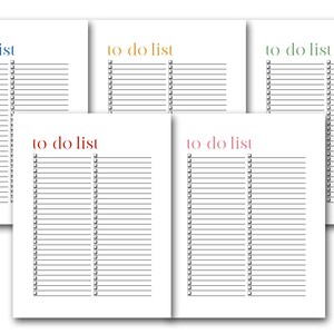 Printable to Do List in 5 Color Options | To-do List | Checklist ...