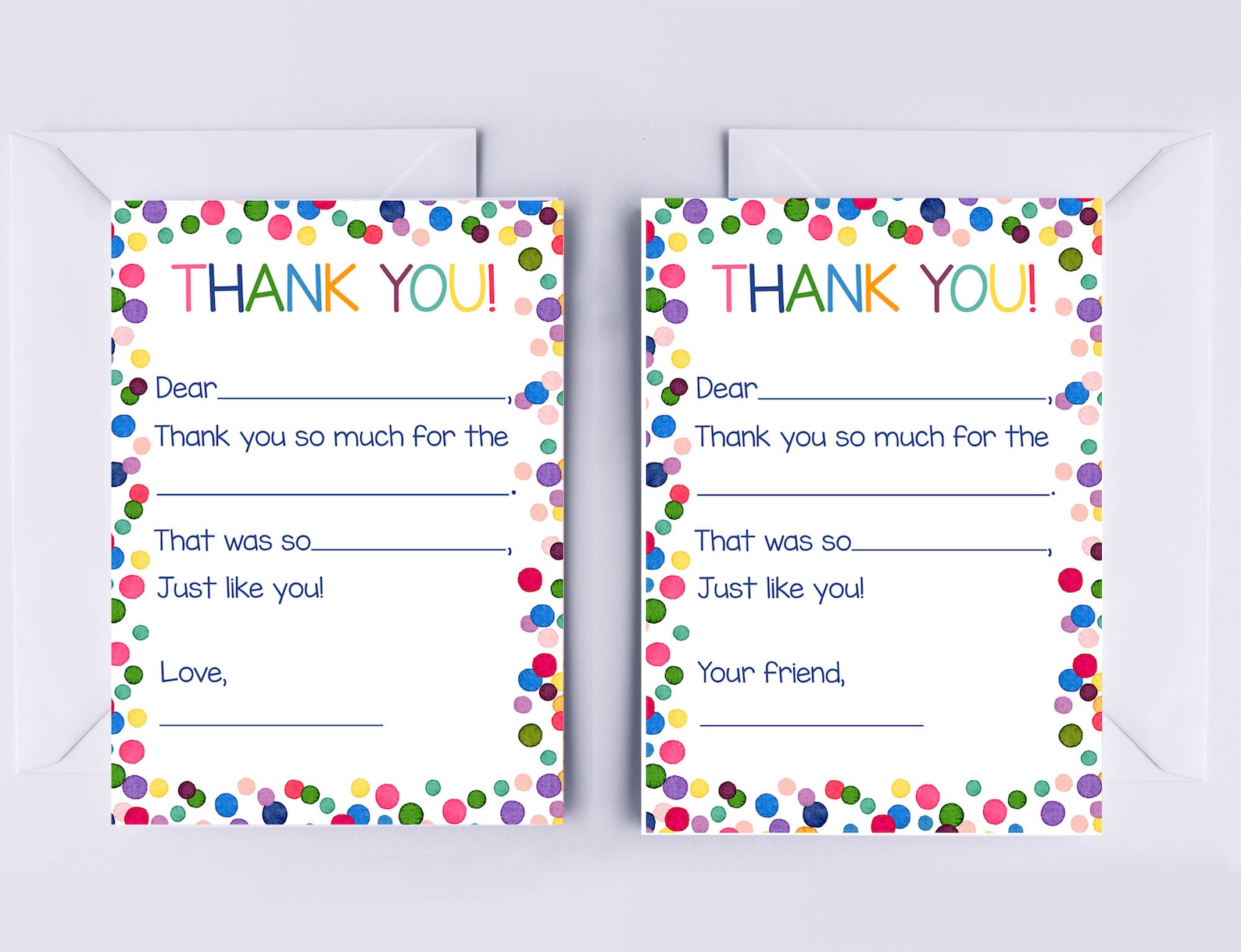 Fill-in-the-blank Thank You Cards Printable for Kids | Thank You Notes ...