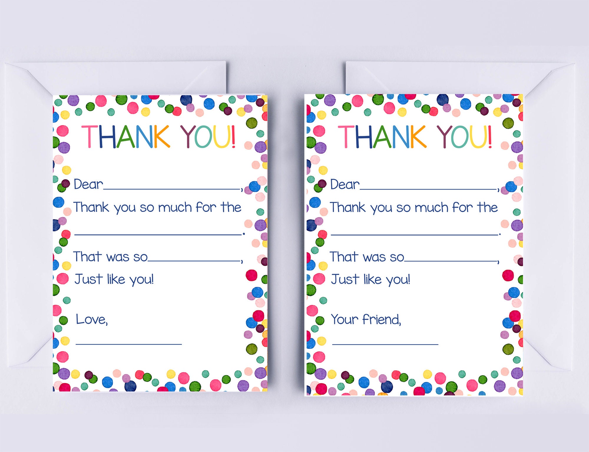 Fill-in-the-blank Thank You Cards Printable for Kids | Thank You Notes ...