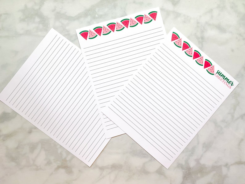 Watermelon Lined Stationery Printables | Summer Stationery | Printable ...