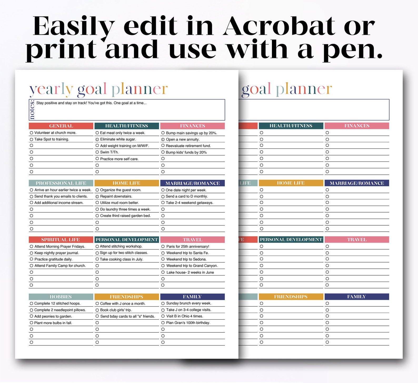 Editable & Printable Yearly Goal Planner | Habit Tracker | Goal Planner ...