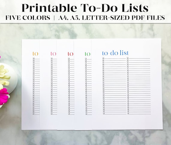 Printable to Do List in 5 Color Options To-do List - Etsy
