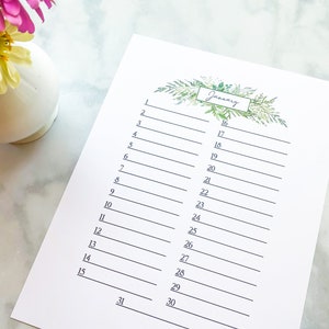 Printable Watercolor Botanical Perpetual Calendar | Desk Calendar ...