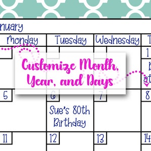 24 Quatrefoil Blank Planning Calendars in Lots of Colors | Printable ...