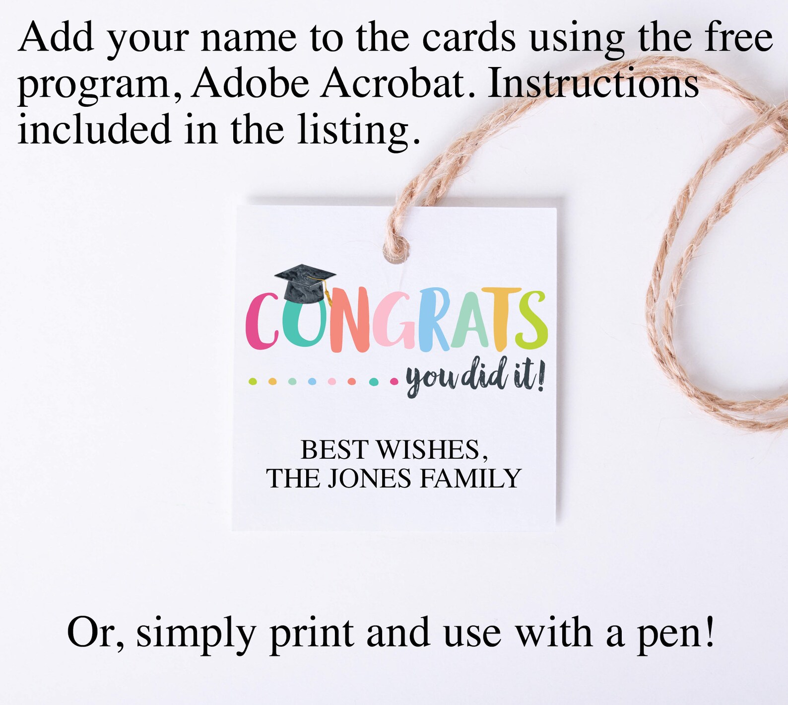 Printable Grad Party Tags | Editable Graduation Tags | Class of 2023 ...