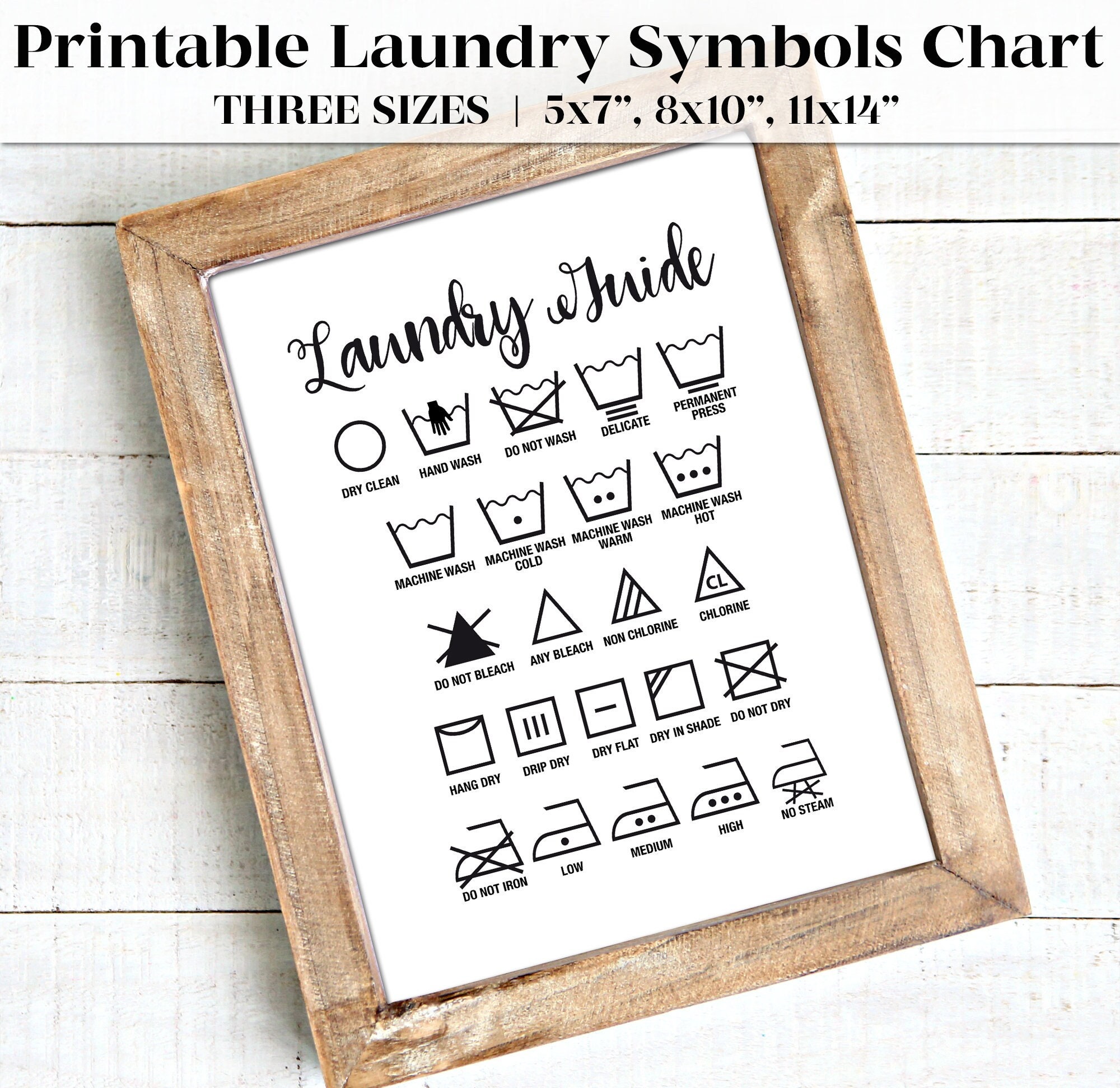 Printable Laundry Room Sign With Laundry Care Symbols | Three Sizes ...