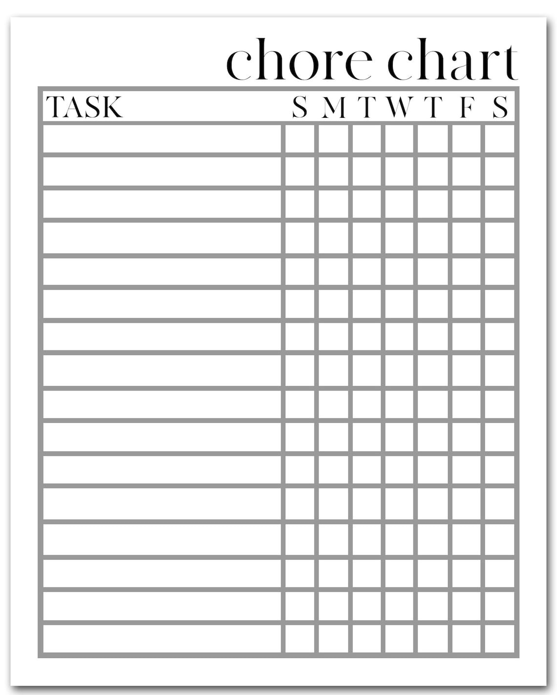 Black and White Chore Chart | Kids Chore Chart | Responsibility Chart ...