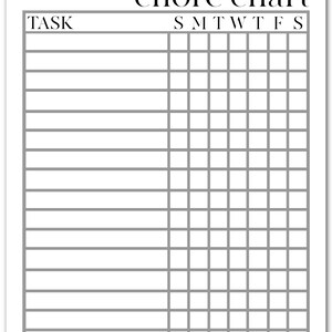 Black and White Chore Chart | Kids Chore Chart | Responsibility Chart ...