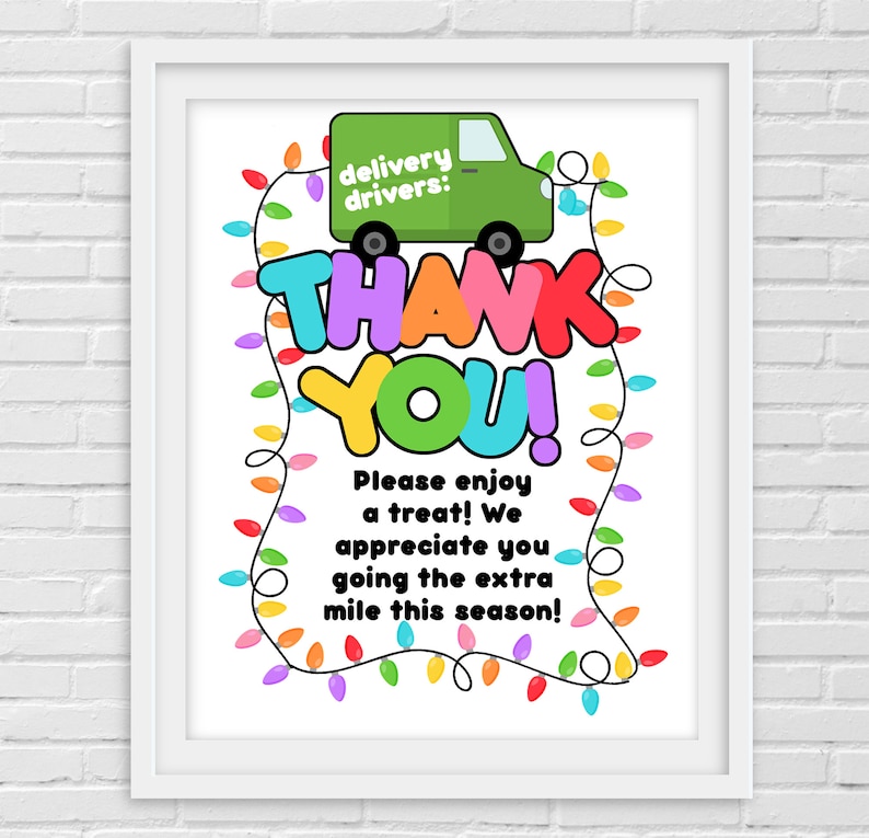 Colorful Delivery Thank You Printable for the Holidays | Printable ...